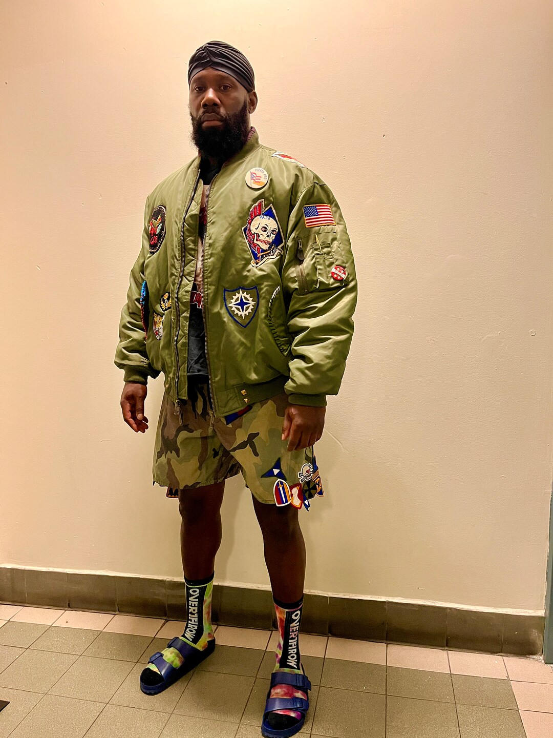 One of a Kind Armed Logo Patchwork Unisex Army Puffer Jacket - Etsy