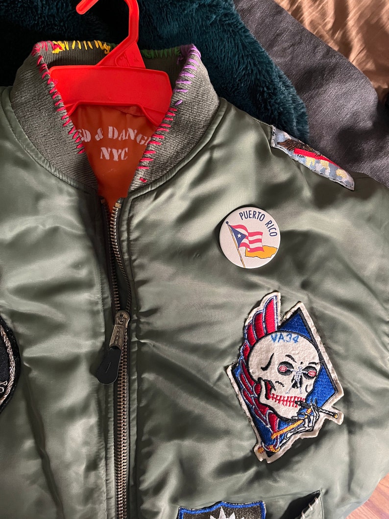 One of a Kind Armed Logo Patchwork Unisex Army Puffer Jacket - Etsy