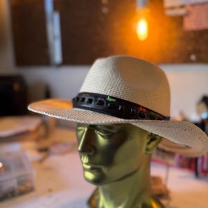Custom Straw Summer Hat: Neon Stitching, Pyramid Stud Band - Etsy