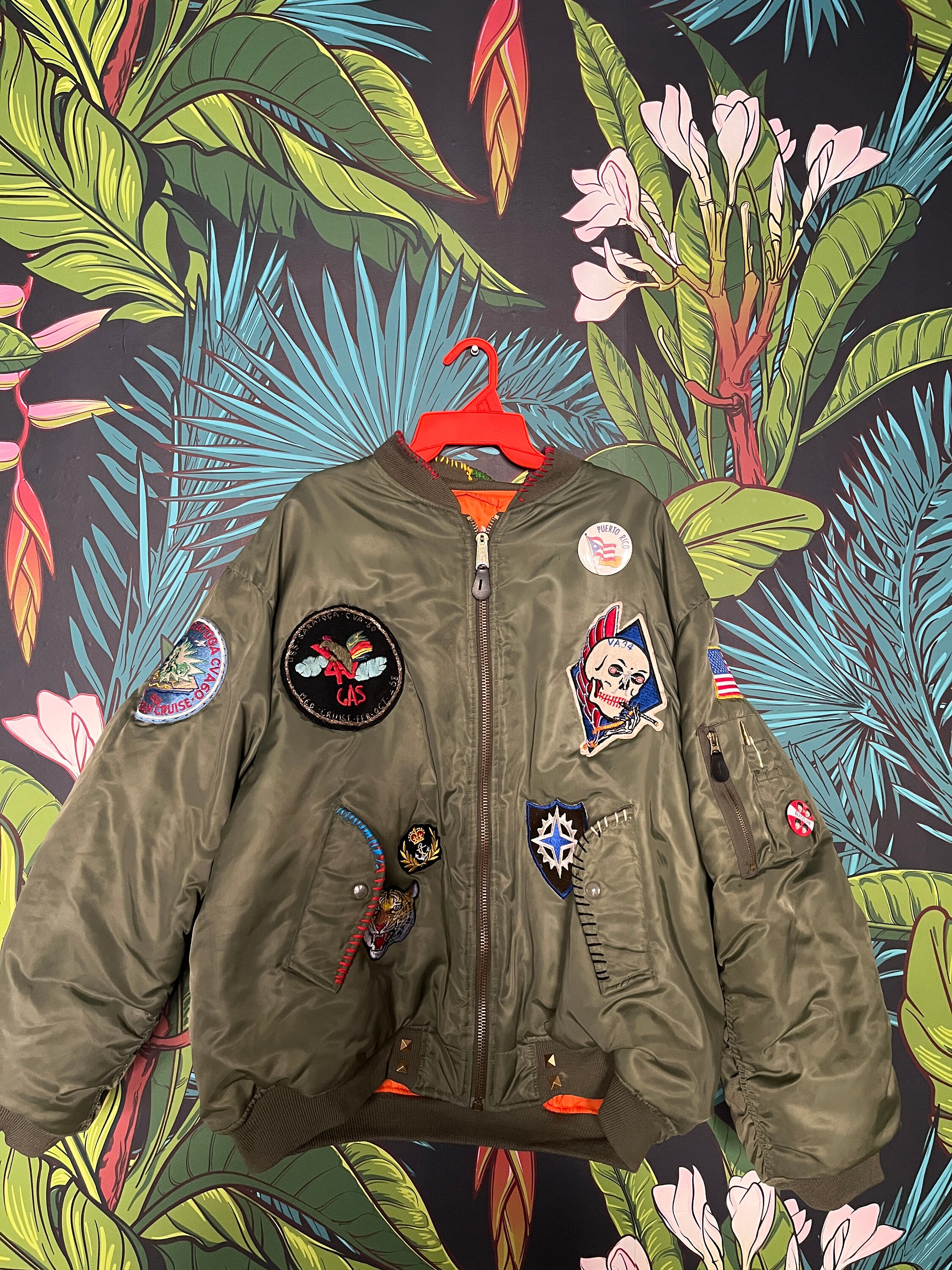 One of a Kind Armed Logo Patchwork Unisex Army Puffer Jacket - Etsy