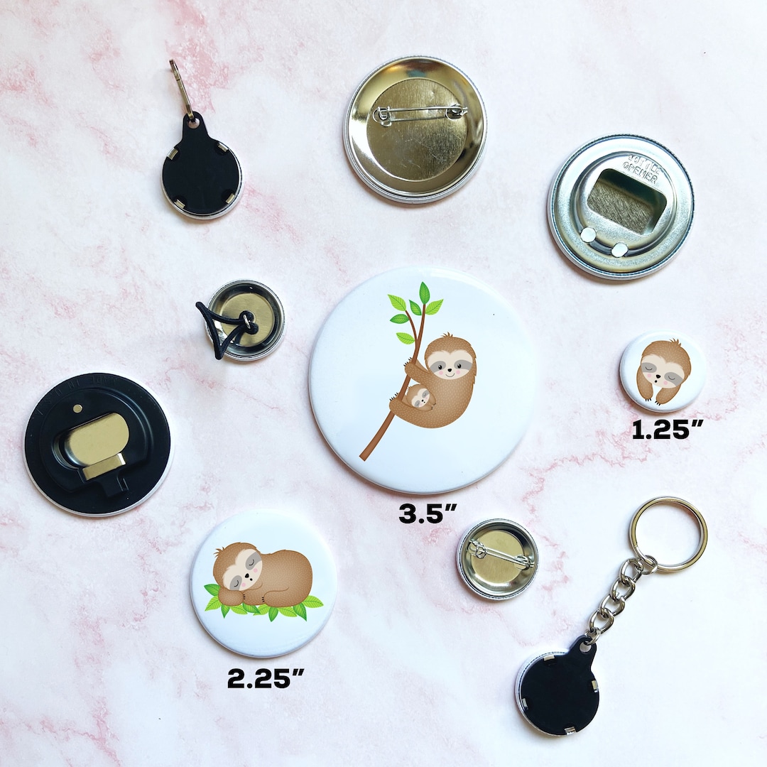 Cute Sloths Theme Pin Back Buttons Pocket Mirrors Magnets - Etsy