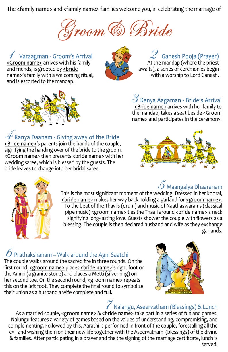 PERSONALIZED Tamil/indian Hindu Wedding Program in 48 HOURS! - Etsy