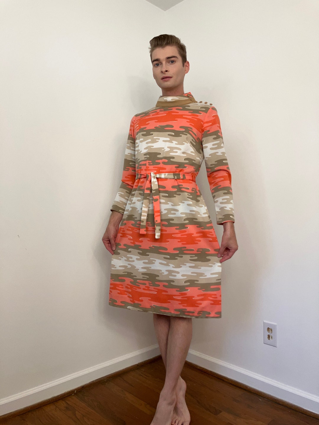 60s/70s Mod Abstract Print Dress - Etsy