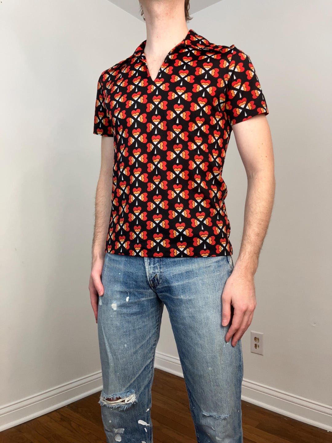 70s Peter Max Style Novelty Print Shirt - Etsy