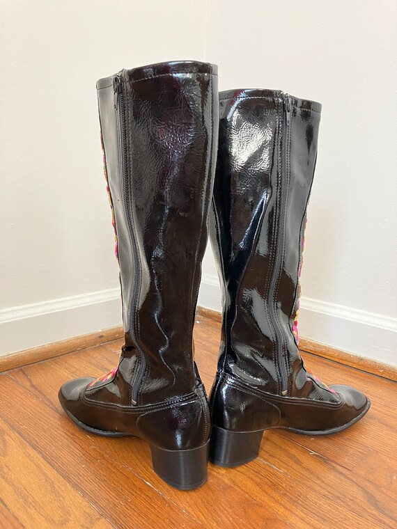 Late 60s / Early 70s Vinyl embroidered go go boots - Gem
