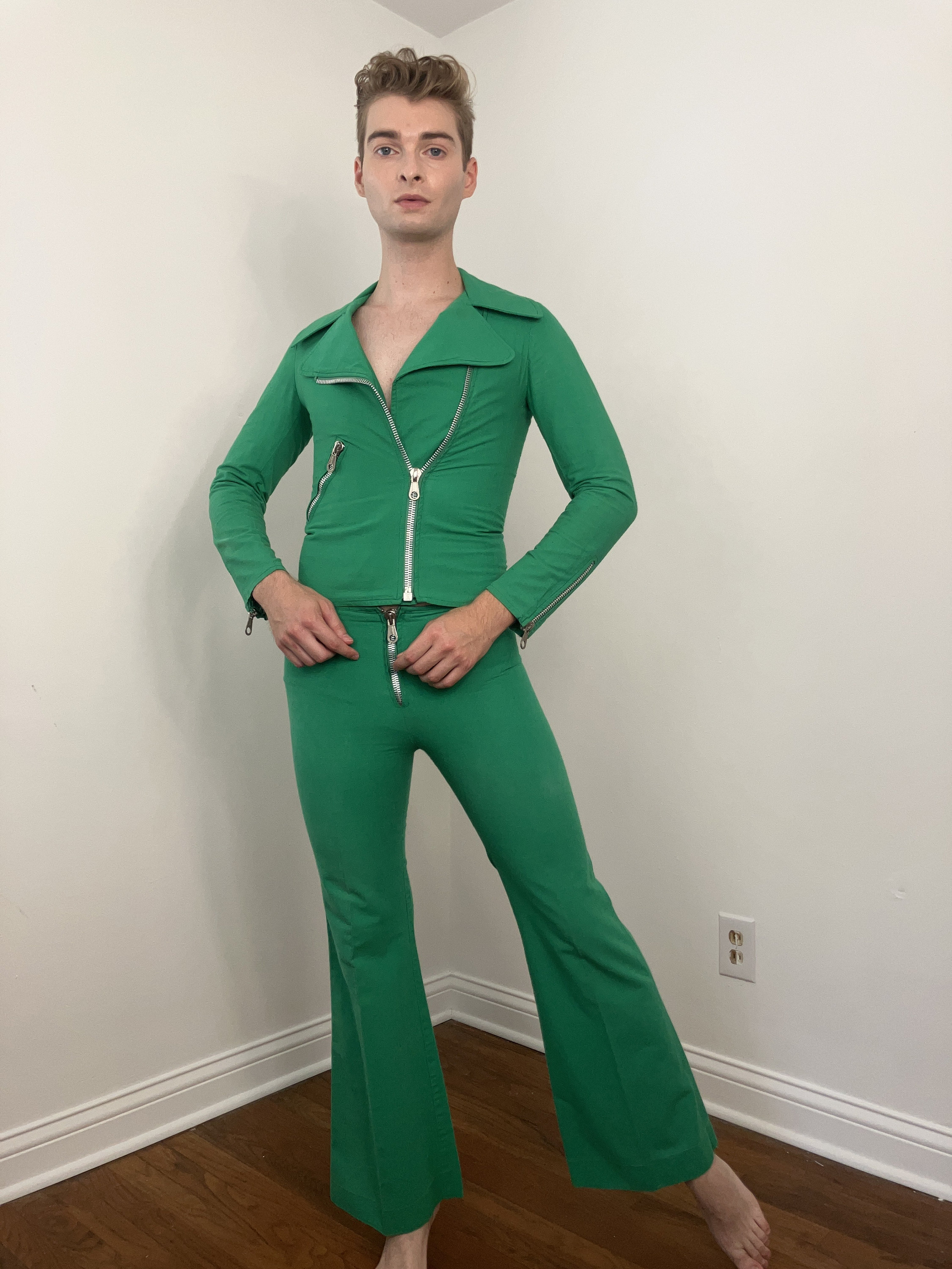 Rare 70s Kelly Green Sysser Ginsborg Denmark Moto Jacket With Bell ...