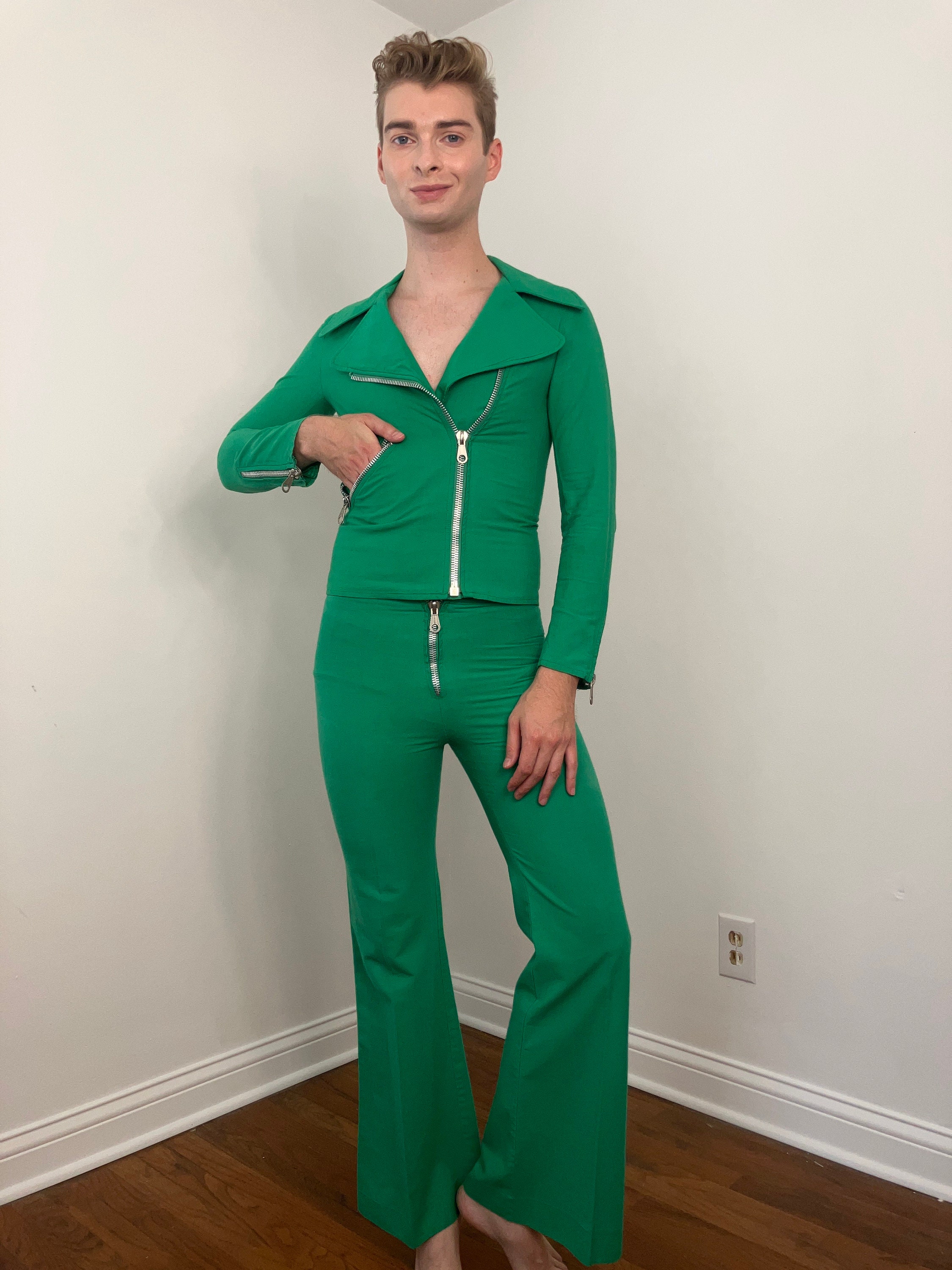 Rare 70s Kelly Green Sysser Ginsborg Denmark Moto Jacket With Bell ...