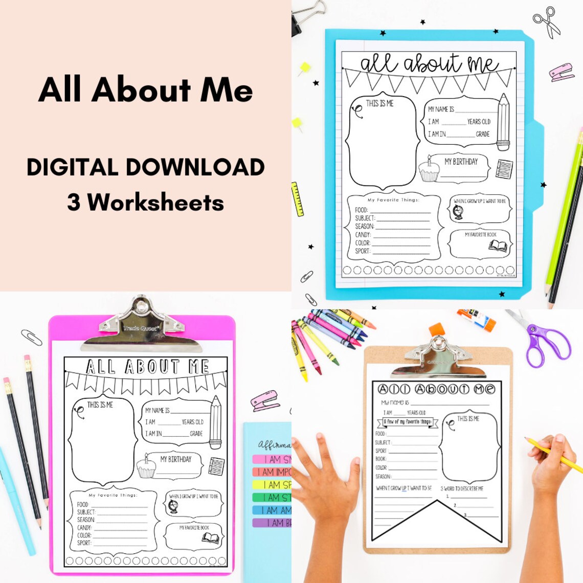 All About Me, Back to School Questions | All About Me Printable ...