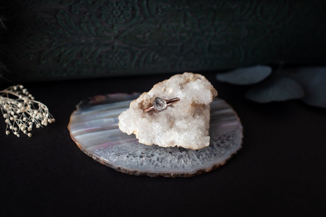 Herkimer Diamond Ring - Size 8 - Raw Stone Ring - Electroformed Ring - Copper Ring - Clear ...