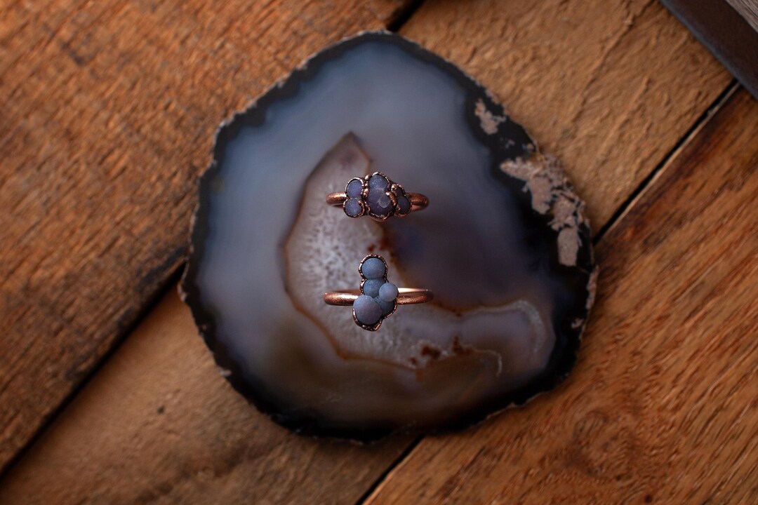 Grape Agate Copper Ring Electroformed Ring Unique Handmade Jewelry ...