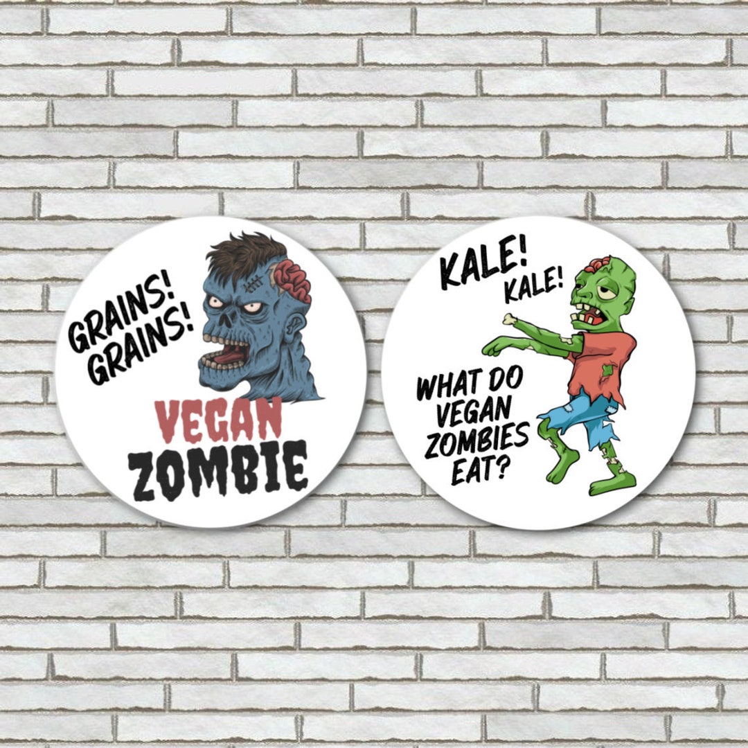 Funny Vegan Zombie Magnets / Vegan Zombie Pin / Set of 2 Large - Etsy