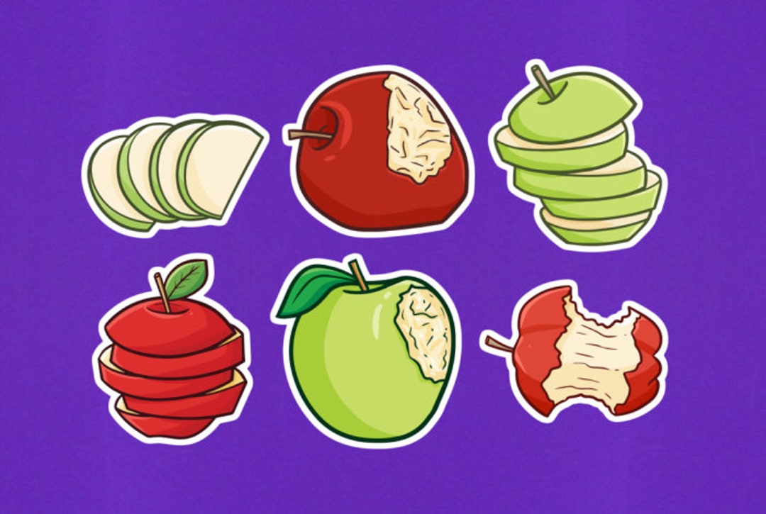 Set of 6 / Apple Sticker Pack / 2 Size / Fruit Laptop - Etsy