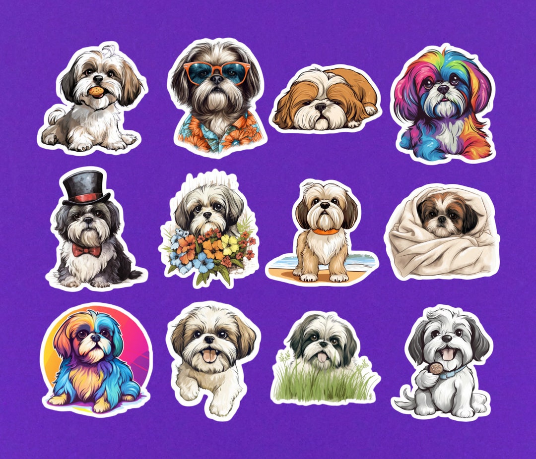 Set of 12 Shih Tzu Stickers 2 Die Cut Sticker Pack - Etsy