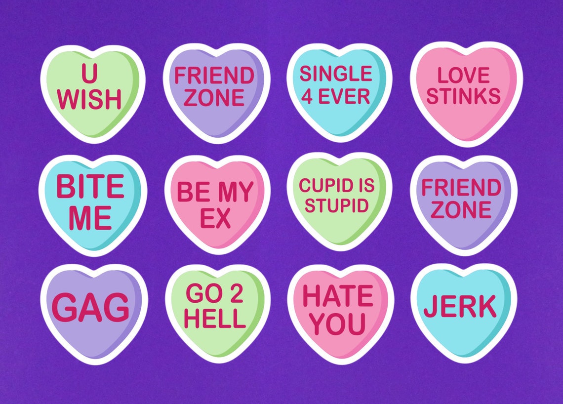 Set of 12 Anti Valentine's Day Candy Conversation Heart - Etsy