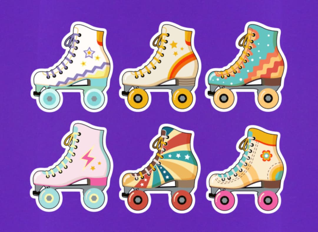 Set of 6 Roller Skate Stickers / 80's 90s Themed Retro Stickers / 2 Die ...