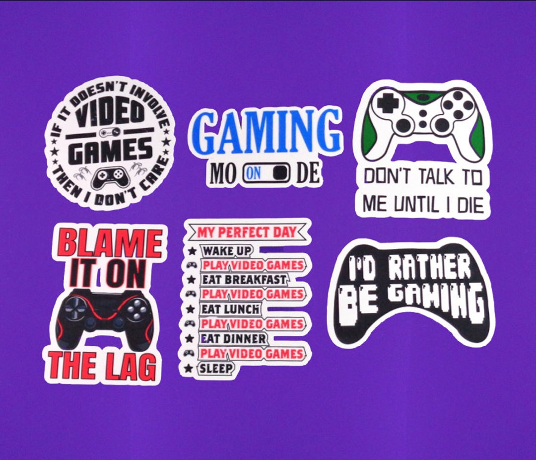 Set of 6 Gamer Stickers Gaming Sticker Pack Gamer Sticker Video Game ...