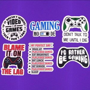 Set of 6 Gamer Stickers Gaming Sticker Pack Gamer Sticker Video Game ...