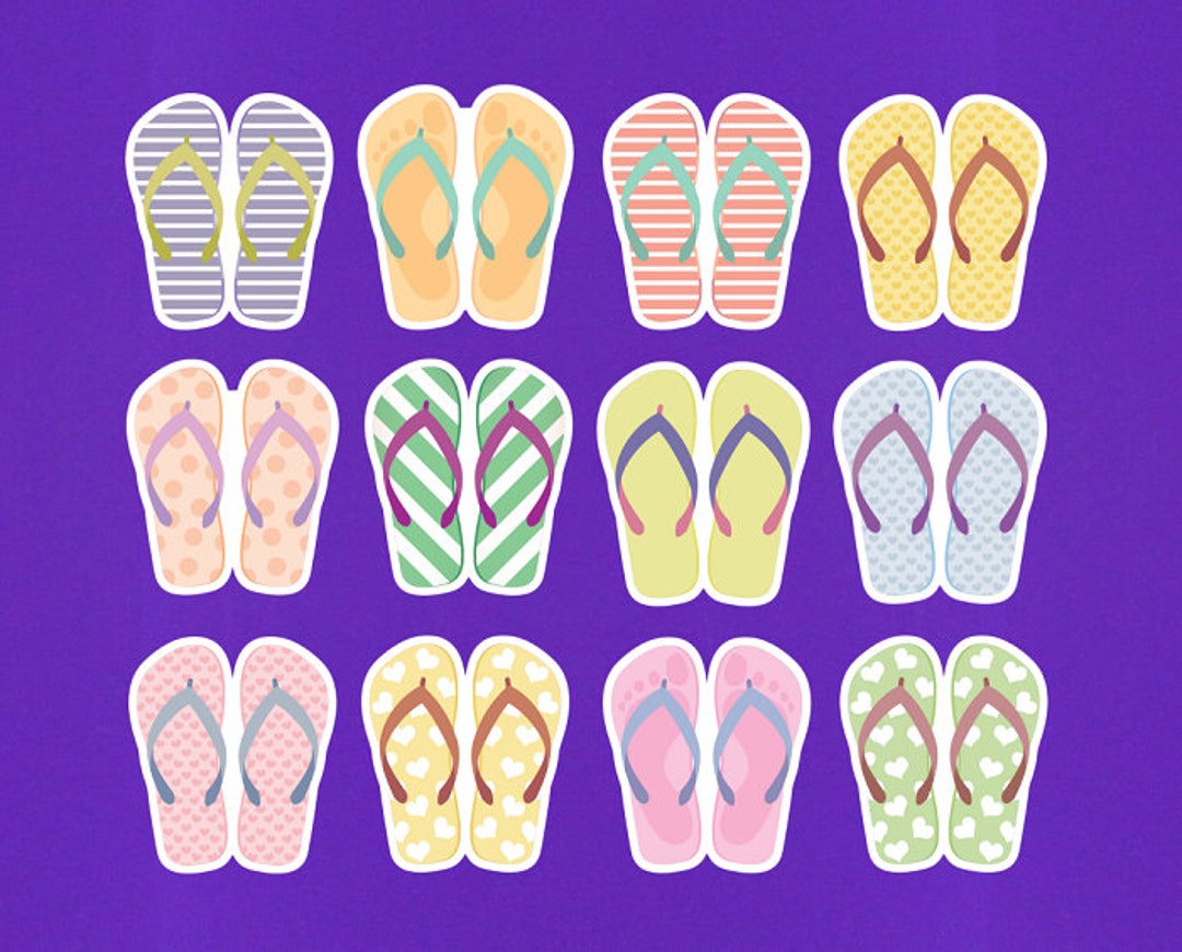 Set of 12 Flip Flop Stickers Approx 2 on Longest Side - Etsy