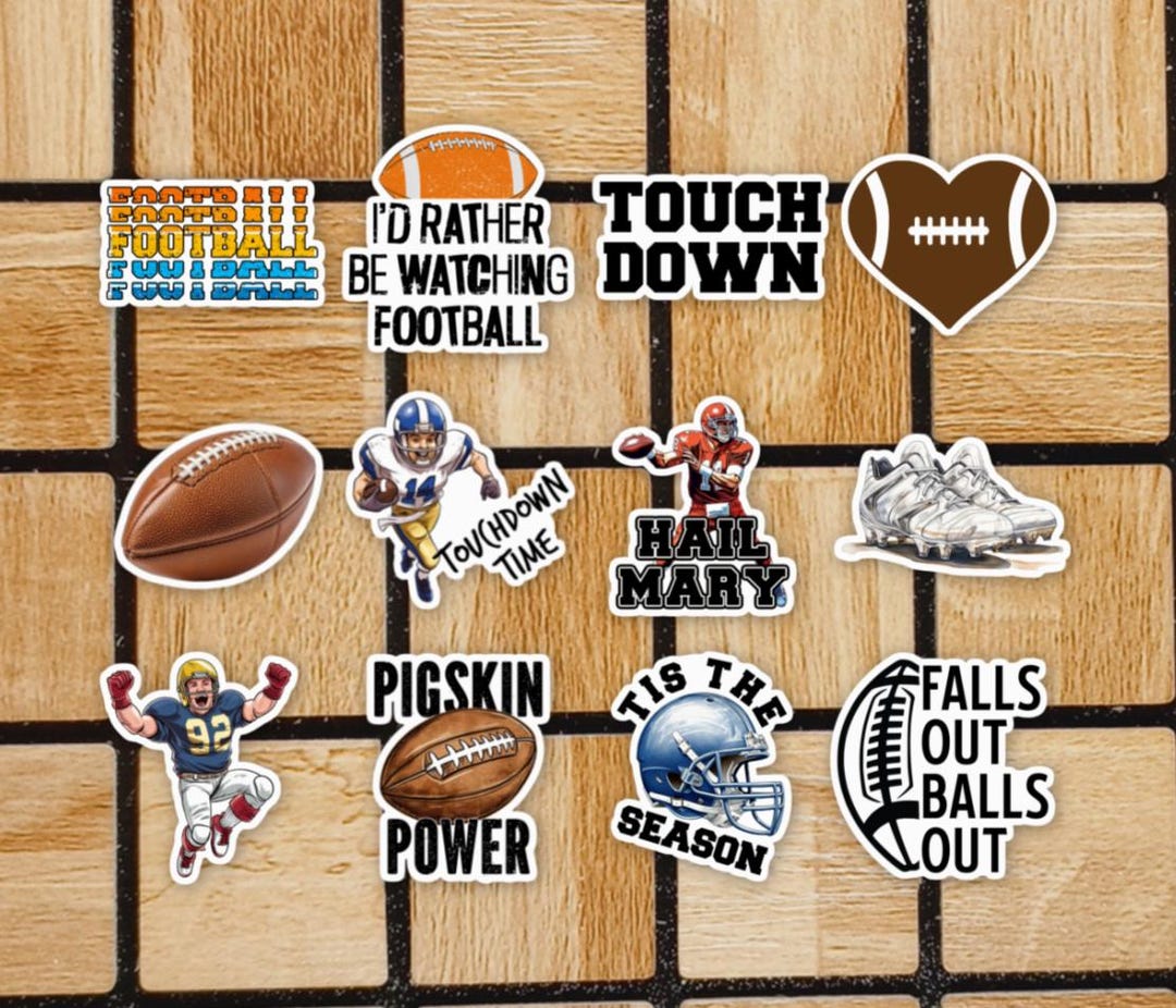 Set of 12 Football Stickers Football Sticker Pack 2 Die Cut Laptop ...