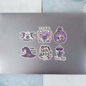 Set of 6 Witch Stickers 3 on Their Longest Side, Witchy Stickers, Witch ...