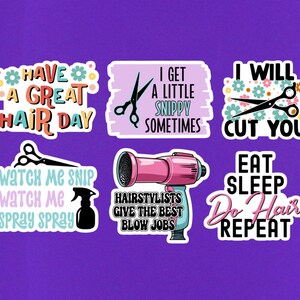 Hairdresser Sticker Pack Set of 6 Hairstylist Stickers 3 Die Cut ...