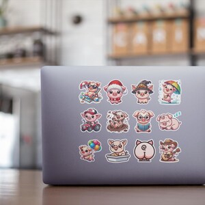 Set of 12 Pig Stickers - Kawaii Sticker Pack - 2" Size - Pig Gifts for ...