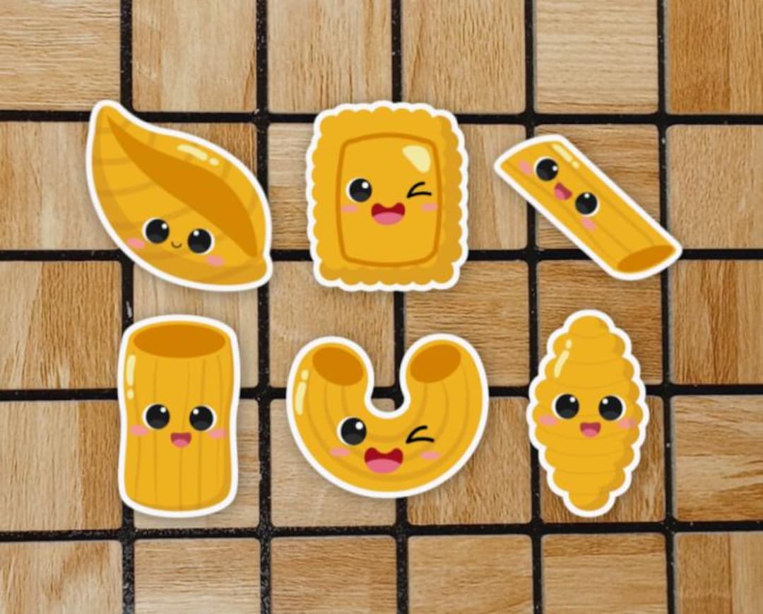 Kawaii Pasta Sticker Pack - Set of 6 Cute Italian Food Stickers ...