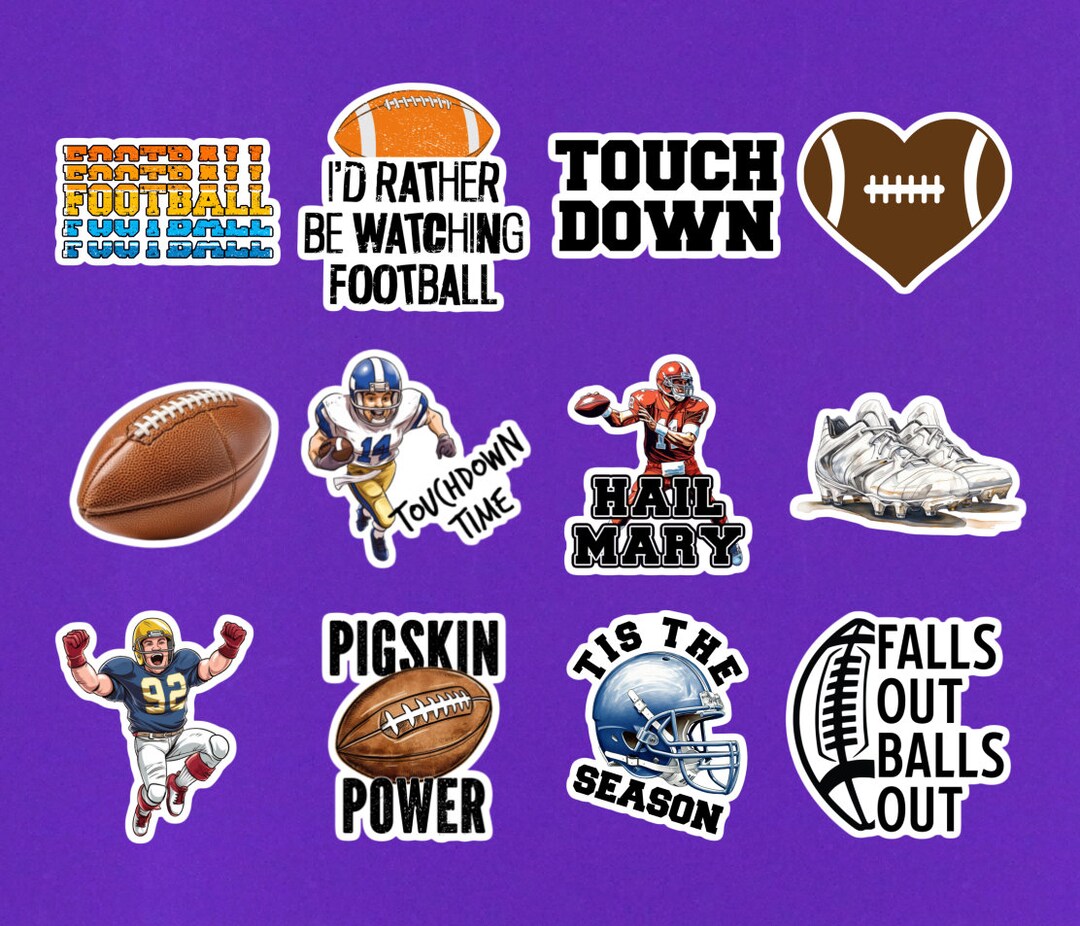 Set of 12 Football Stickers Football Sticker Pack 2 Die Cut Laptop ...