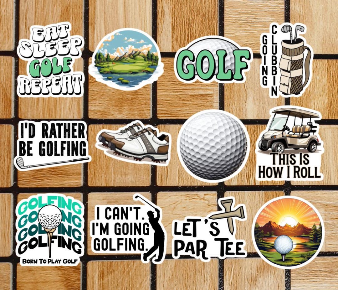 Set of 12 Golf Stickers - 2" Die Cut Golfing Sticker Pack - Golfer ...