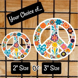 Set of 6 Peace Sign Sticker Pack - Cute Peace Sticker - Hippie Decor ...