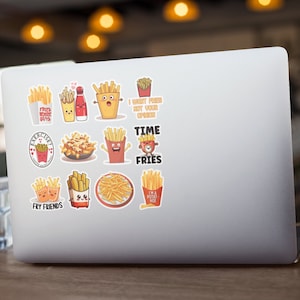 Set of 12 French Fry Stickers - Fries Sticker Pack - 2" Die Cut Sticker ...