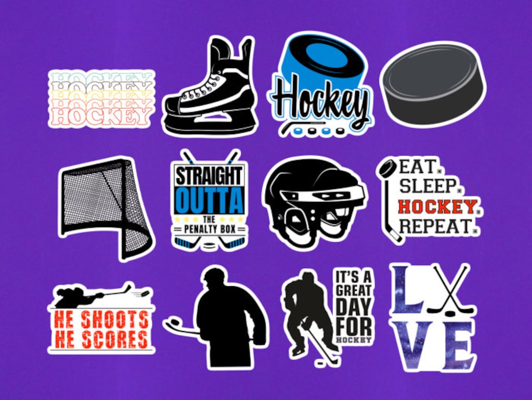 Set of 12 Mini Hockey Stickers 2 on Their Long Side Hockey Sticker Pack ...