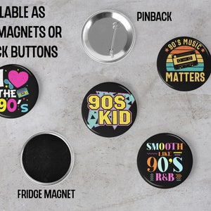 Set of 4 Large 1990s 90's Magnets or Pinback Buttons - 2.25" Size ...