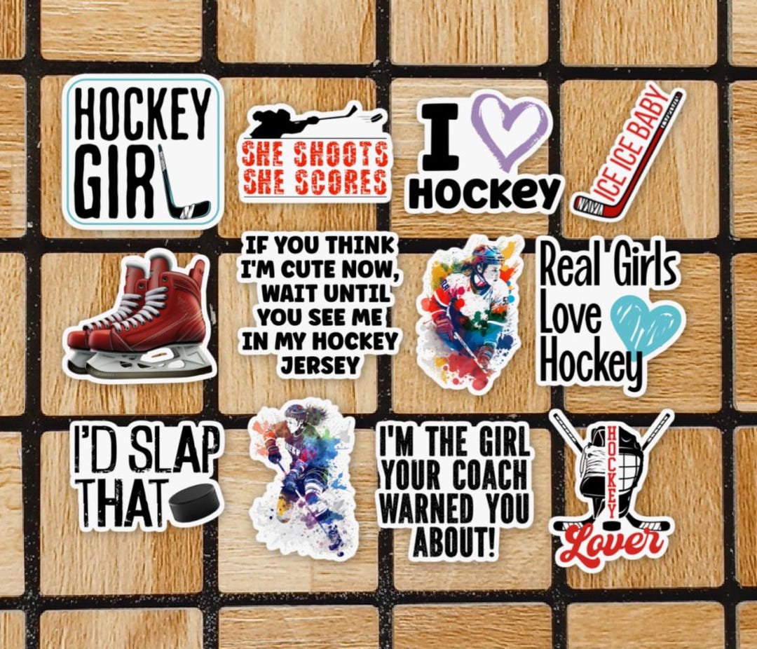 Set of 12 Mini Women Girls Hockey Stickers Vinyl - 2" Stickers - Girls ...