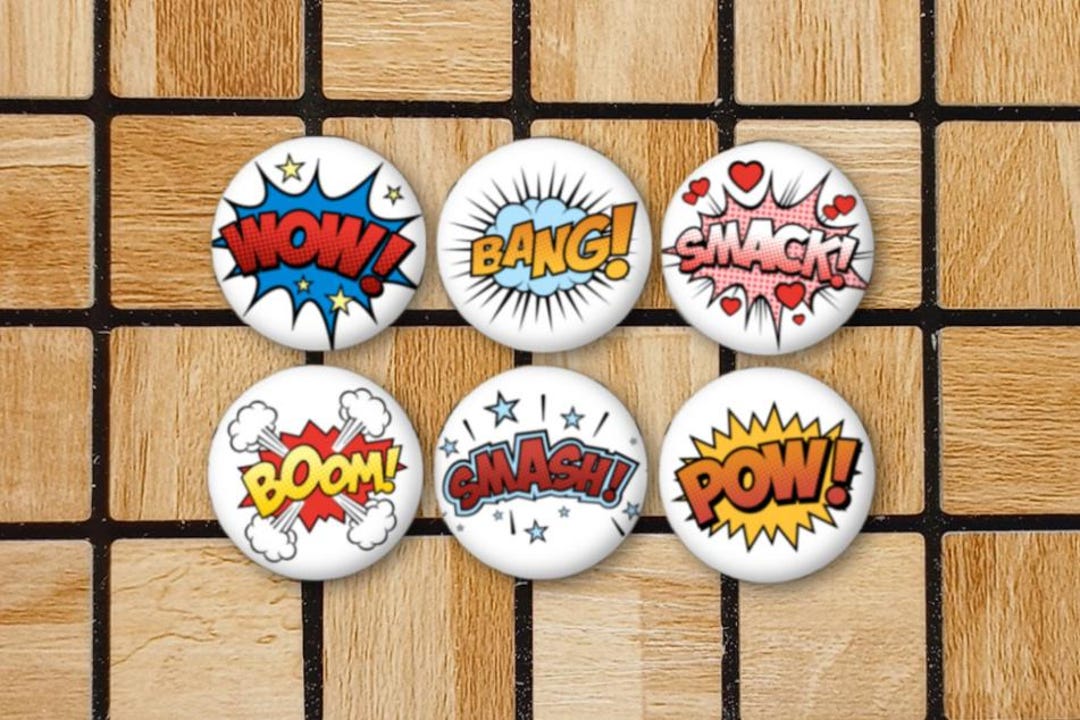 Set of 6 Comic Speech Bubble Pinback Button Pin or Magnets - 1.25 ...