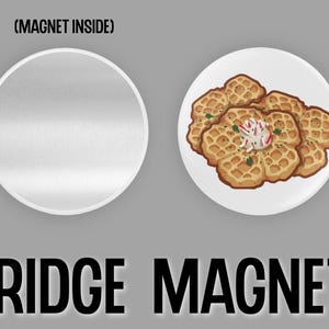 Set of 6 Waffle Fridge Magnets or Pinback Buttons Pins - 1.25" Size ...