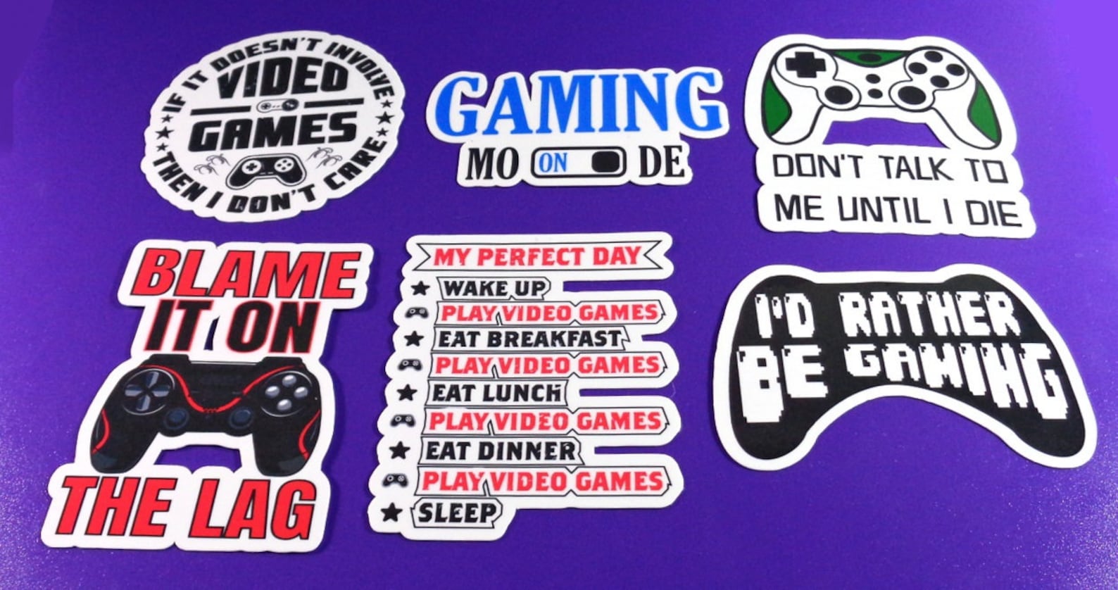 Set of 6 Gamer Stickers Gaming Sticker Pack Gamer Sticker - Etsy