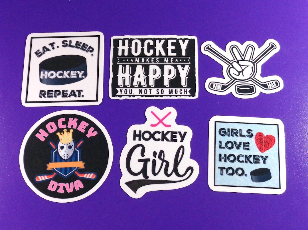 Girls Hockey Stickers Hockey Sticker Pack Set of 6 3 Die Cut Stickers ...