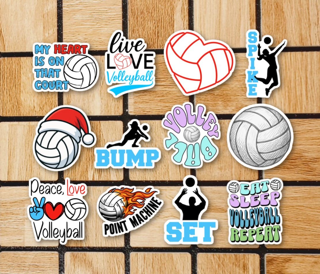 Volleyball Stickers Set of 12 - 2" Die Cut Stickers Sports Vinyl ...