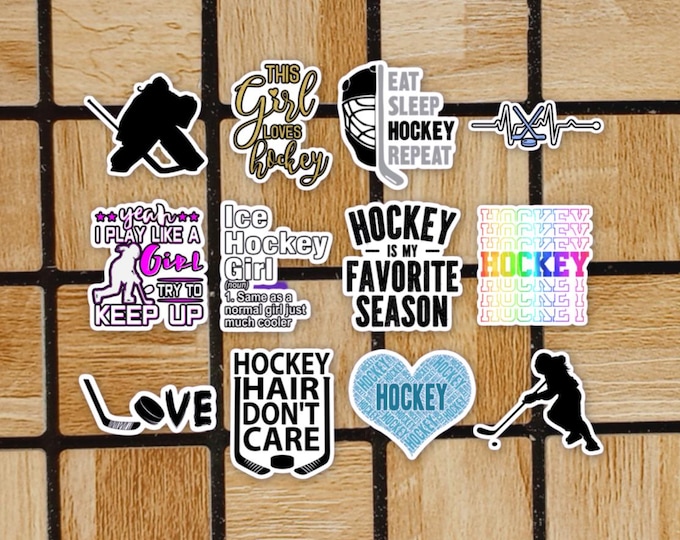 Set of 12 Mini Women Girls Hockey Stickers - 2" on Their Longest Side ...