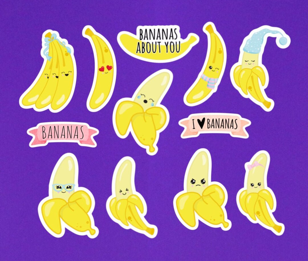 Kawaii Banana Stickers Set of 12 mini Stickers - Etsy