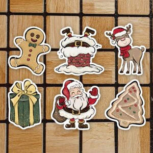 Christmas Sticker Pack of 6 Mini 2" Stickers - Retro Christmas Laptop ...