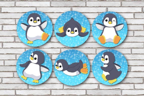 1.25 Set Of 6 Cute Cartoon Penguin Magnets or Pinback | Etsy