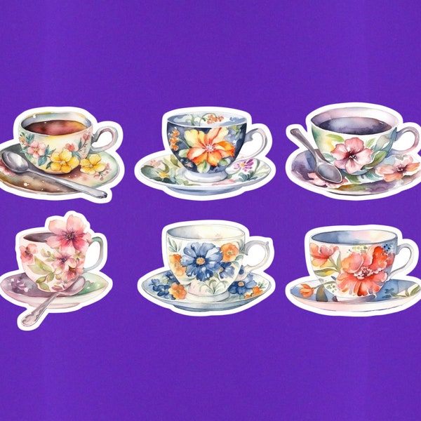 Tea Cup Stickers - Etsy