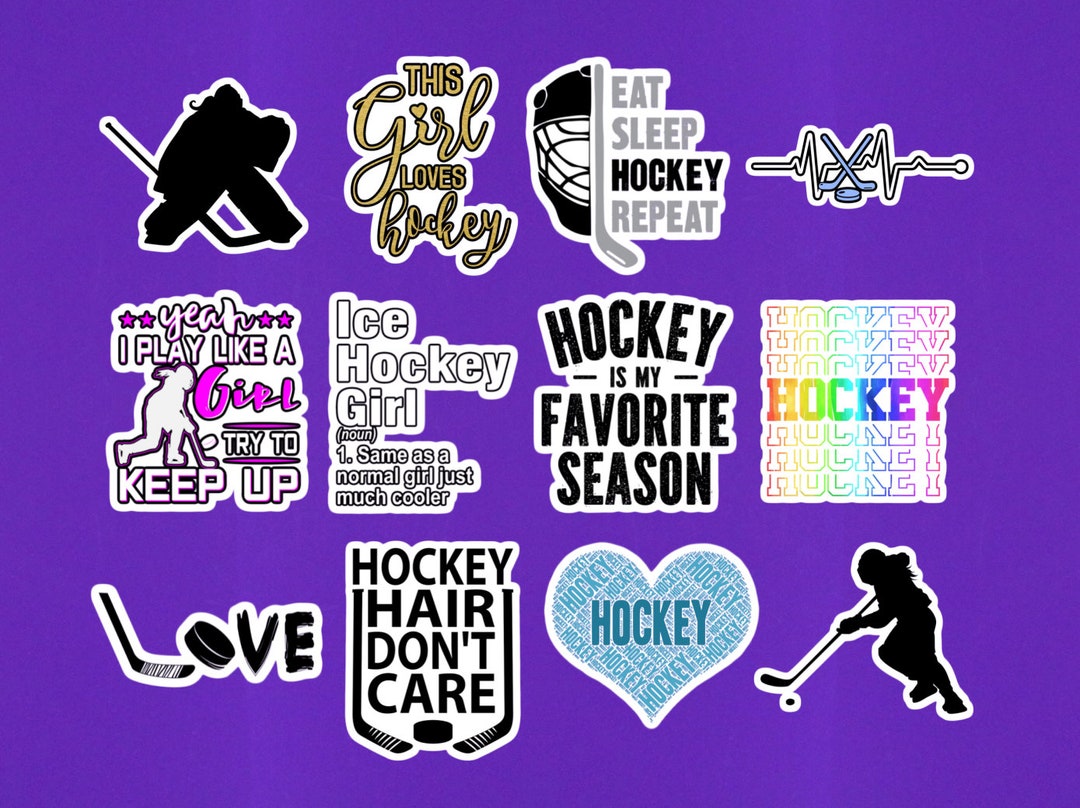 Set of 12 Mini Women Girls Hockey Stickers 2 on Their Longest Side ...