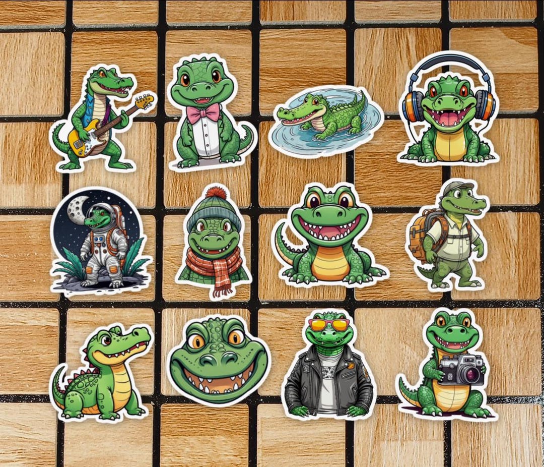 Set of 12 Alligator Stickers - 2" Die Cut Stickers - Reptile Sticker ...