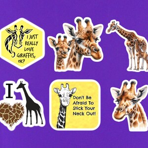 Giraffe Sticker Pack Set of 6 Die Cut Stickers 3 Giraffe Stickers Gift ...