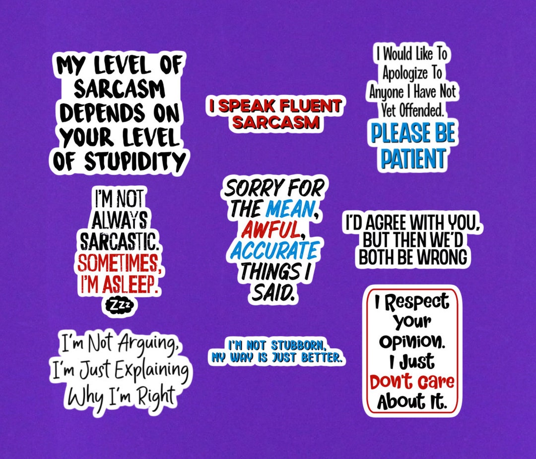 Set of 9 Sarcastic Stickers 3 Die Cut Stickers Funny Sticker Pack ...