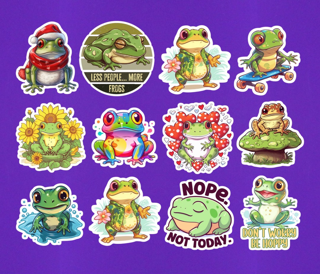 Set of 12 Funny Frog Stickers 2 Die Cut Sticker Pack - Etsy