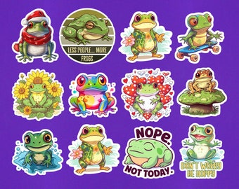Cottagecore Mushroom Frog Sticker // Frog Meme Stickers Frog - Etsy